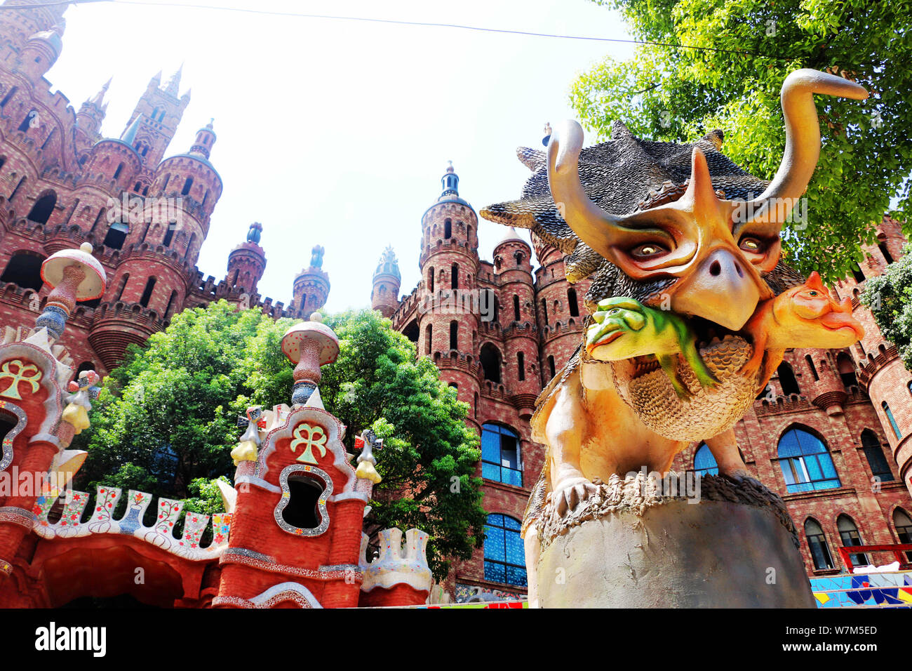 View of a castle-shaped building in a cake factory in Chongqing, China ...