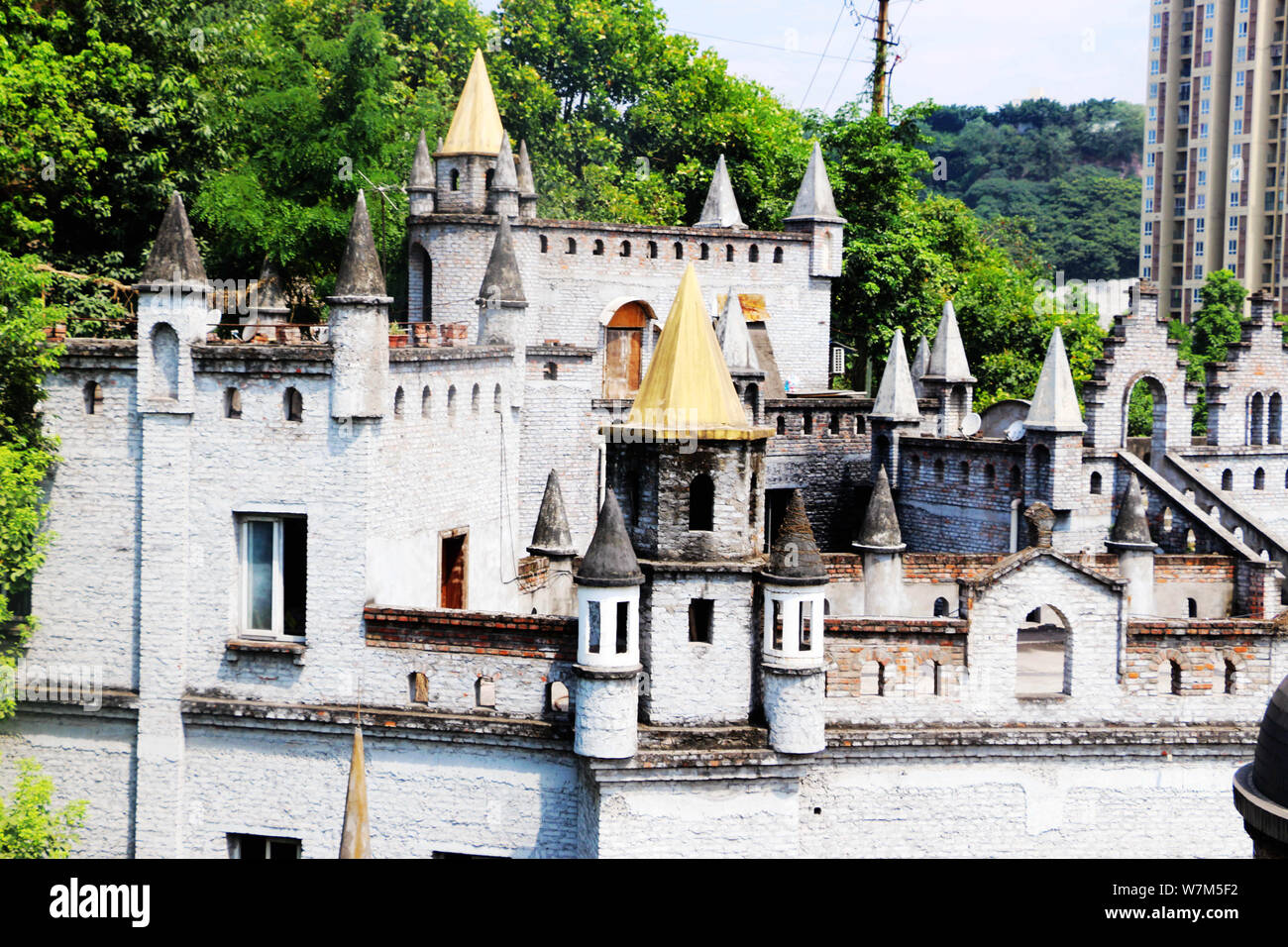 View of a castle-shaped building in a cake factory in Chongqing, China ...