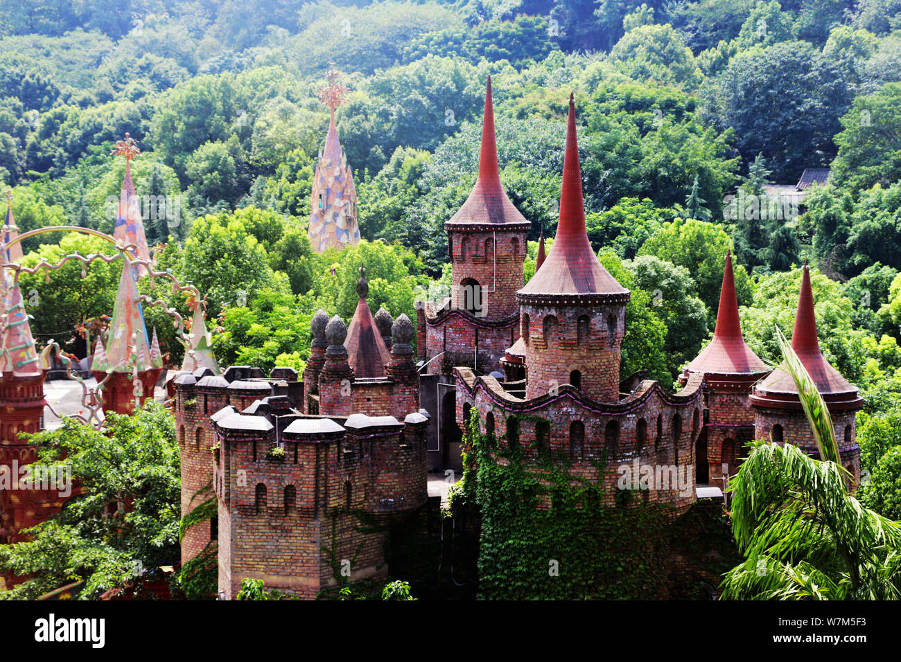 View of a castle-shaped building in a cake factory in Chongqing, China ...