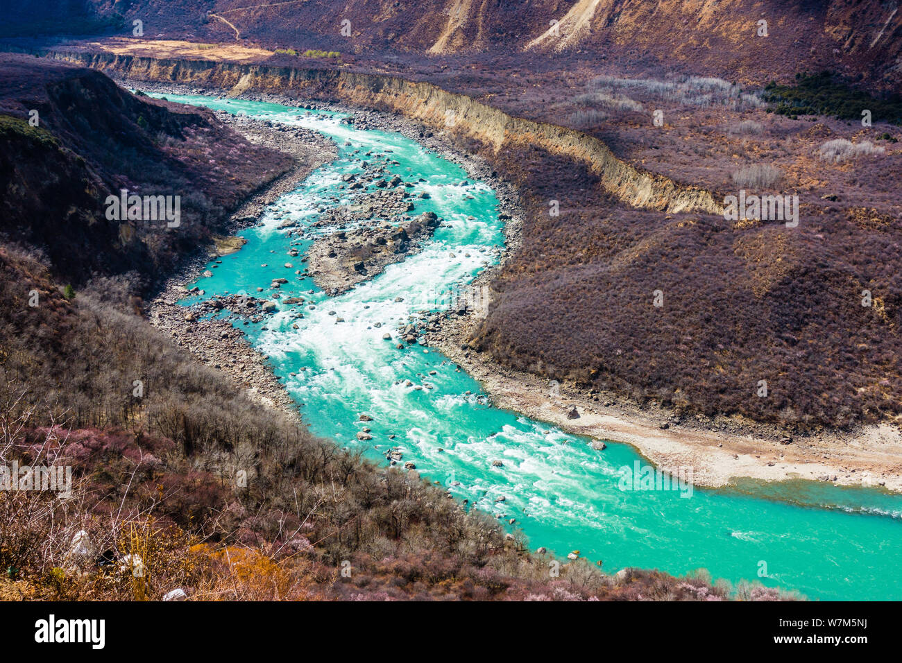 --FILE--Aerial view of the Yarlung Tsangpo Grand Canyon or Yarlung ...