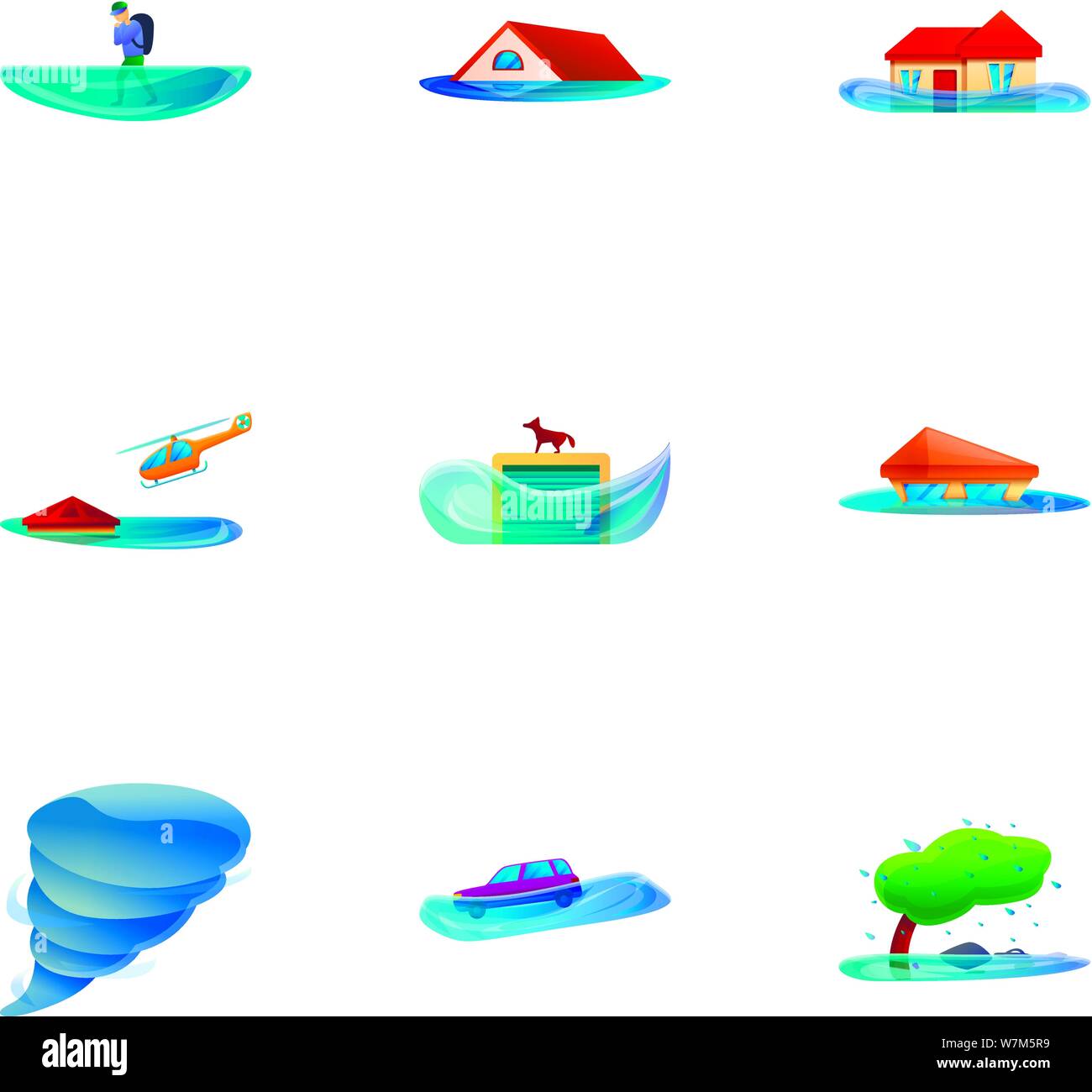 Global cataclysm icon set. Cartoon set of 9 global cataclysm vector ...