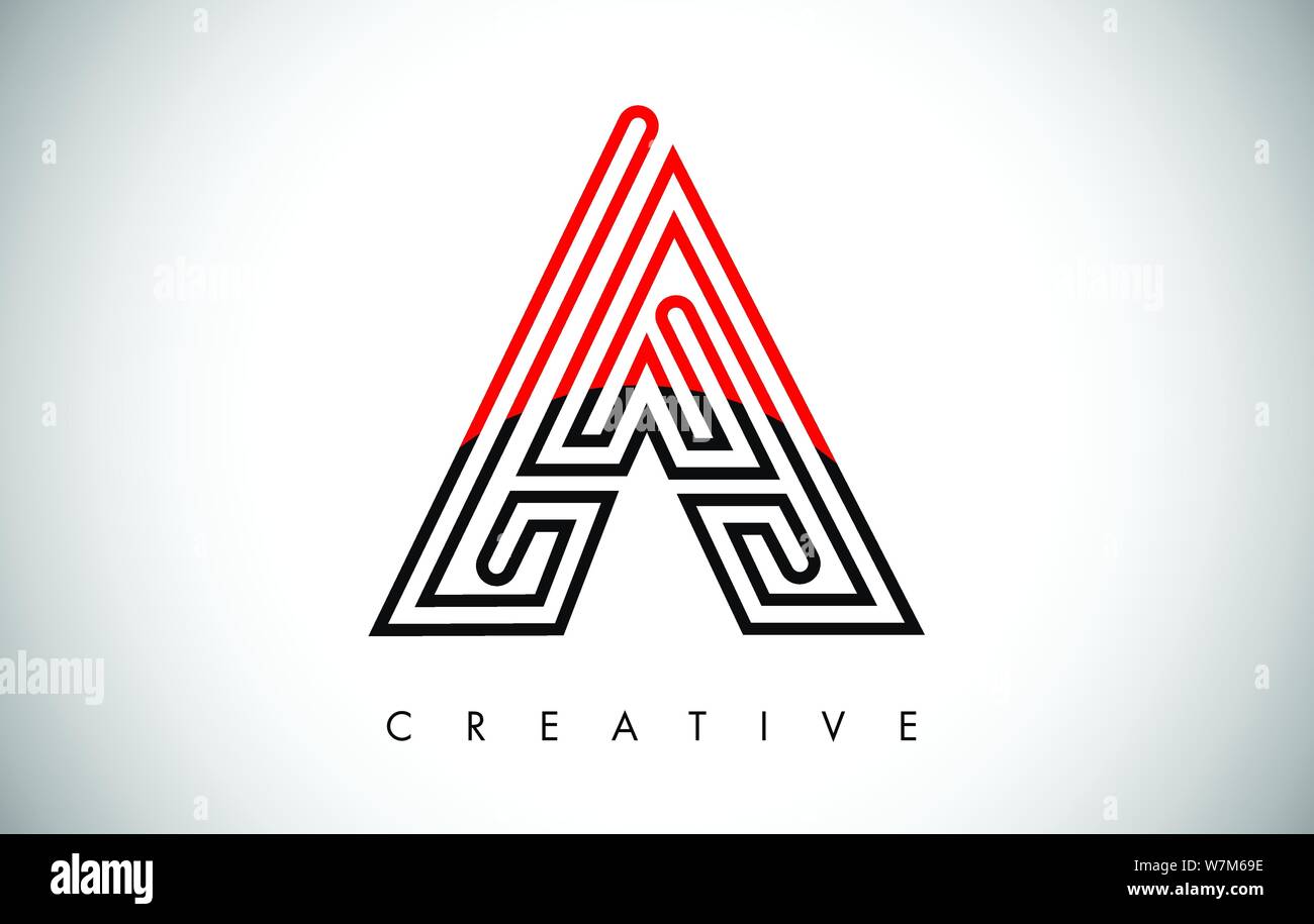 A Letter Red and Black Design Logo. Letter A Icon Logo with Monogram ...