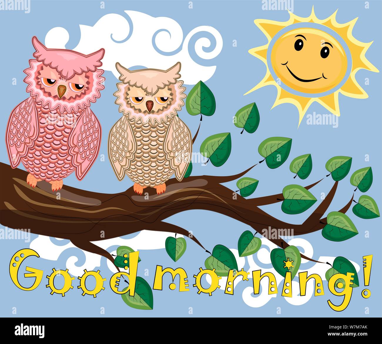 Owl in the night on the tree Stock Vector Images - Alamy