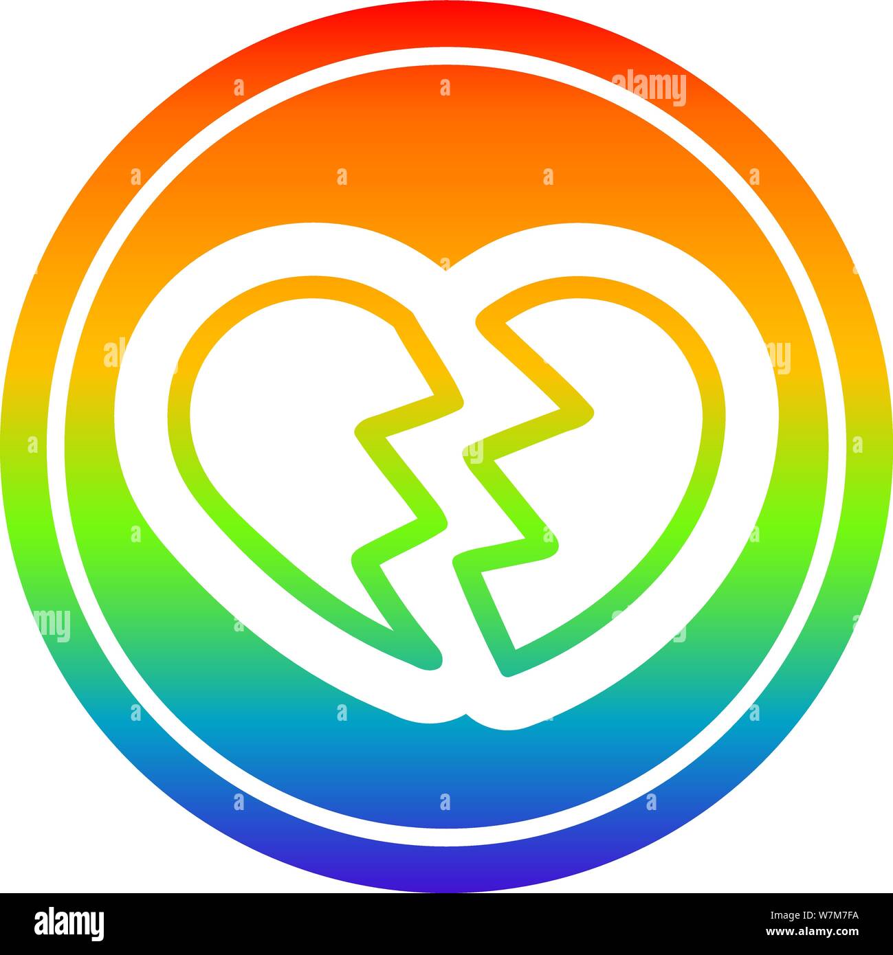 broken heart icon with rainbow gradient finish Stock Vector Image & Art ...