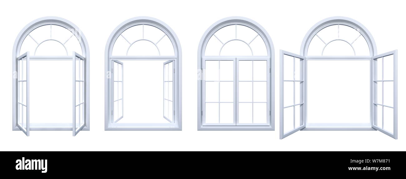 Collection of isolated white arched windows Stock Photo - Alamy