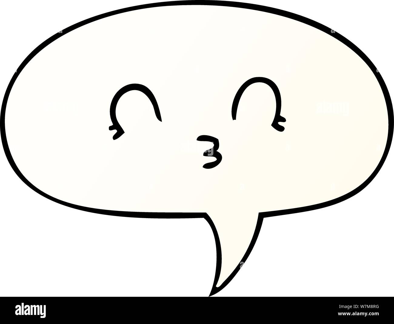 happy cartoon face with speech bubble in smooth gradient style Stock ...