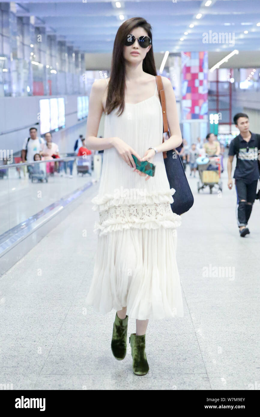 Chinese model He Sui is pictured at the Beijing Capital International ...