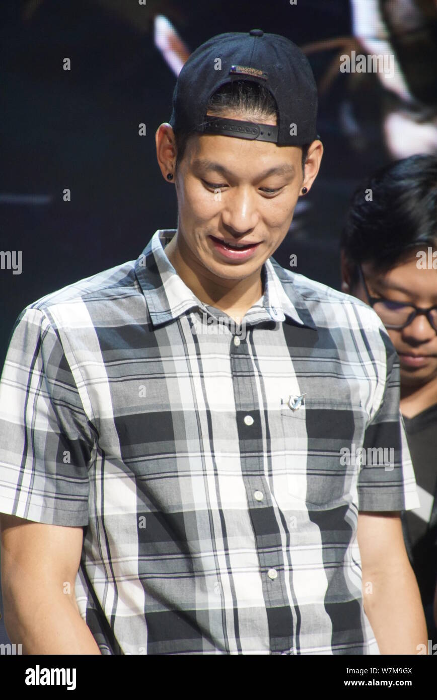 NBA star Jeremy Lin of Brooklyn Nets attends a Dota2 game event during ...