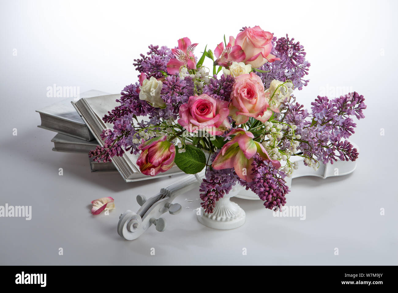 Bouquet with flowers on a studio background Stock Photo - Alamy