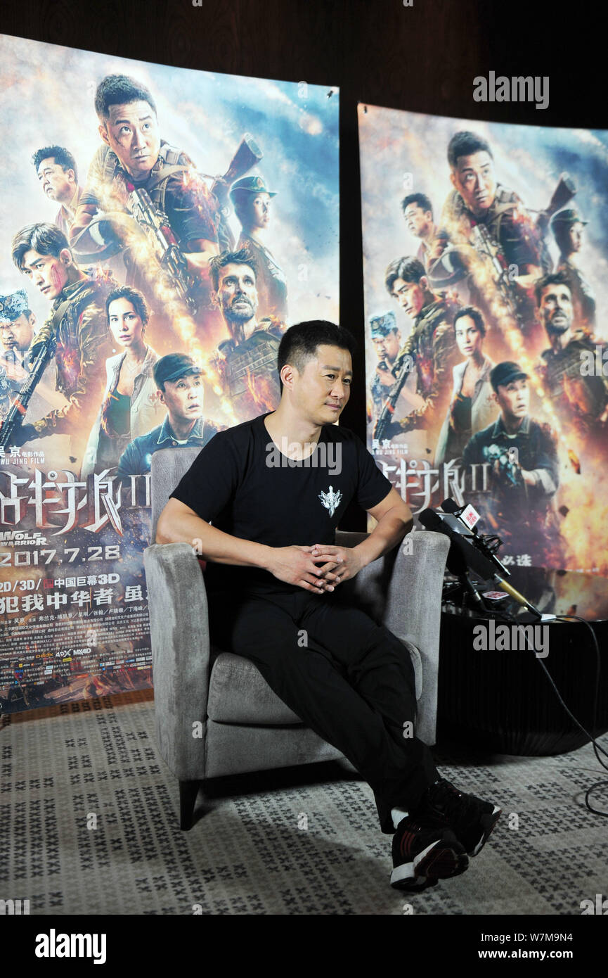 Chinese actor and director Wu Jing attends an interview for his movie ...