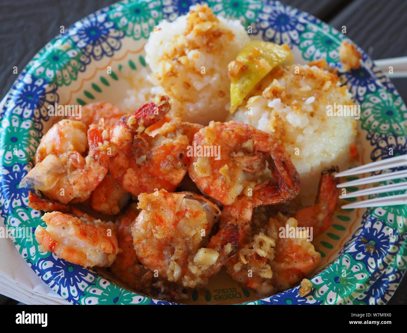 Garlic Shirm Hawaii food Stock Photo - Alamy