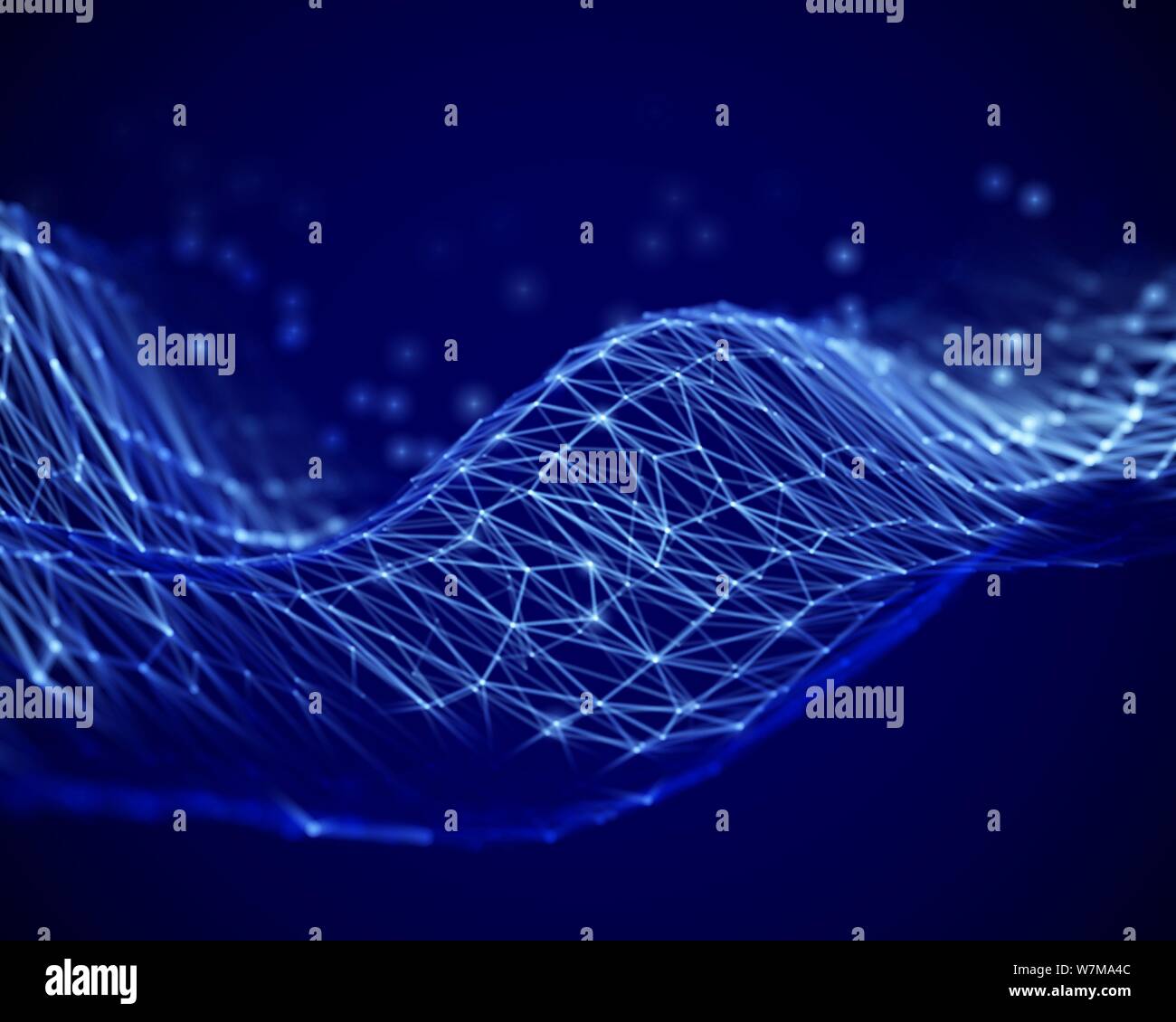 Big Data Abstract Visualization Waves On Surface Of The Sea Of