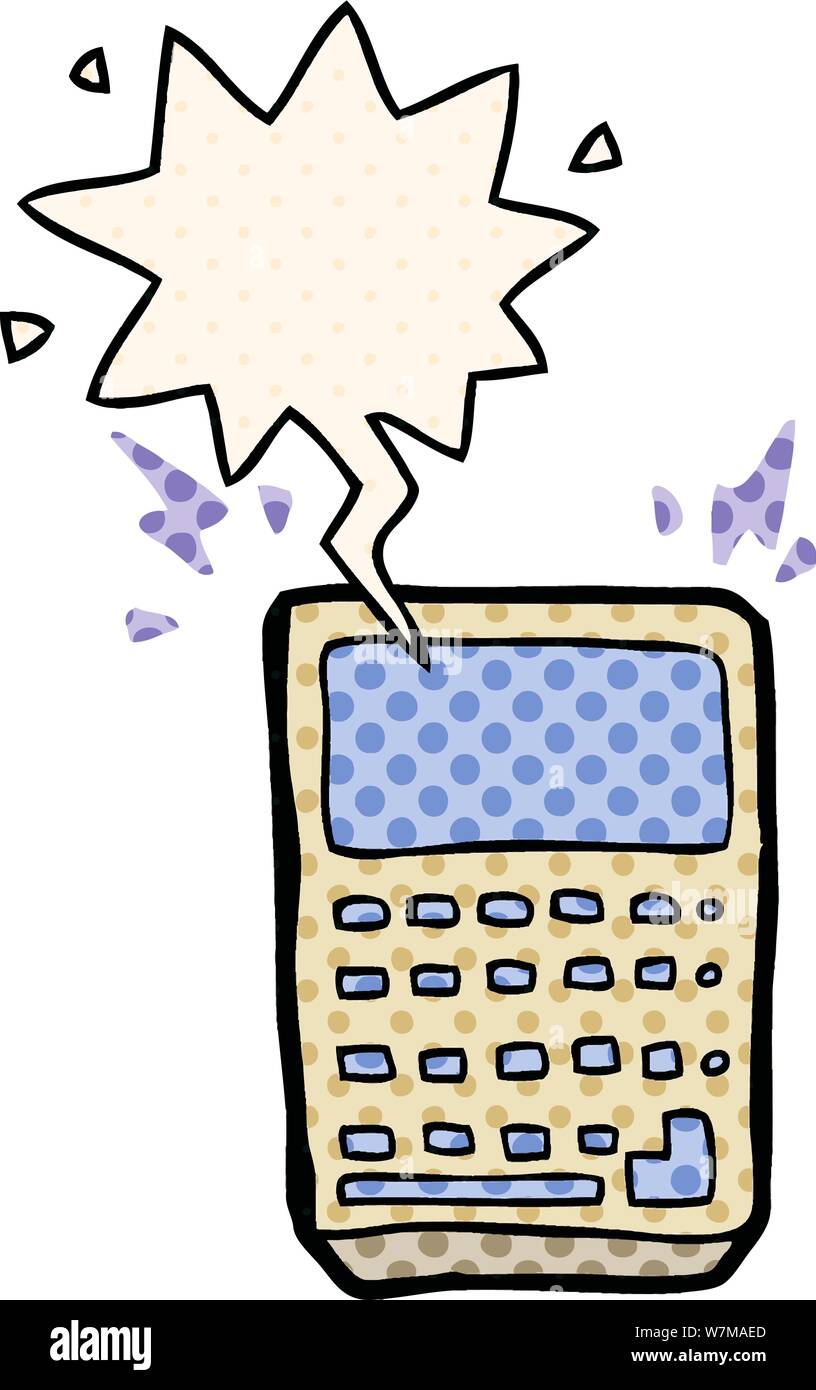 cartoon calculator with speech bubble in comic book style Stock Vector ...