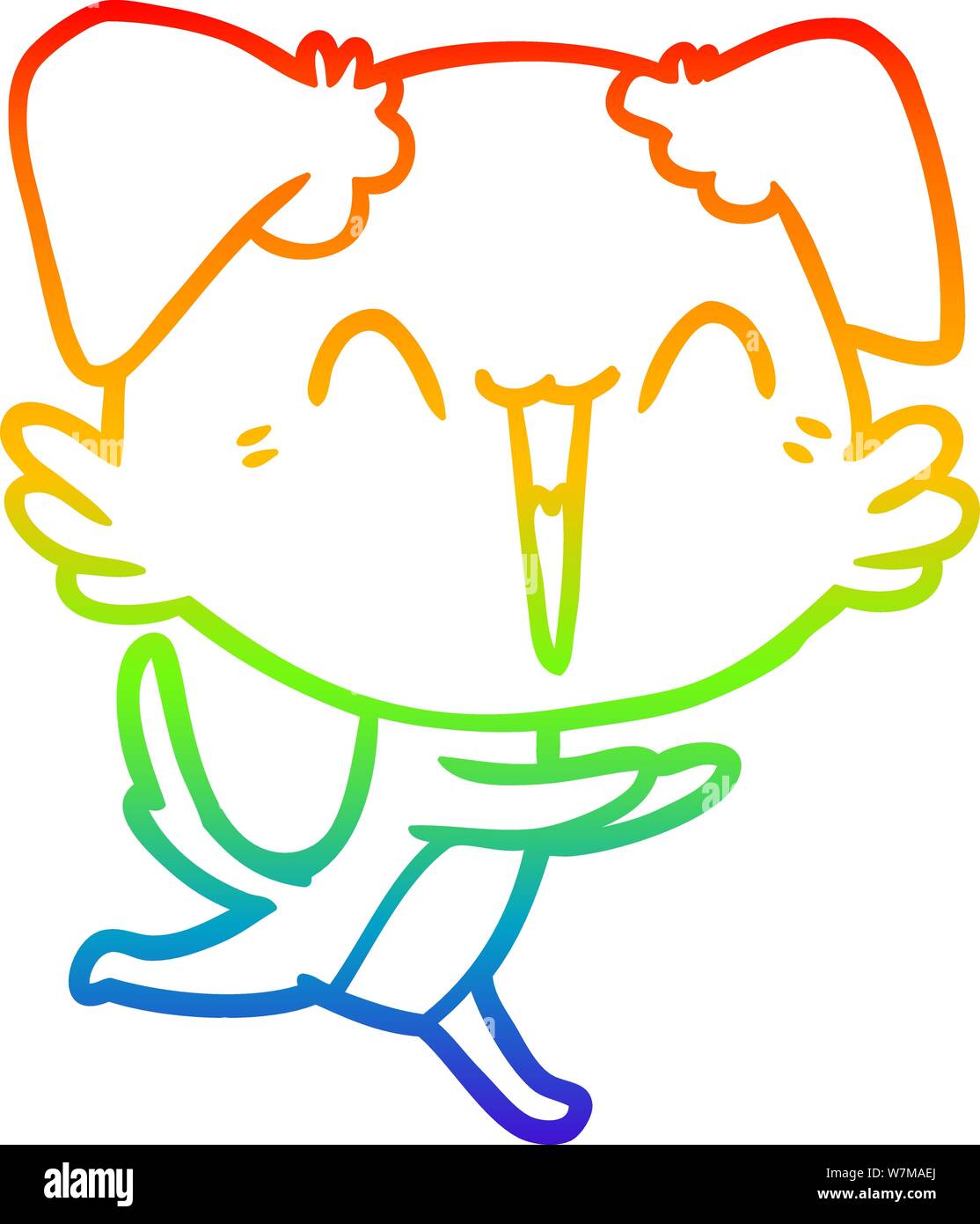 rainbow gradient line drawing of a happy little dog cartoon Stock ...