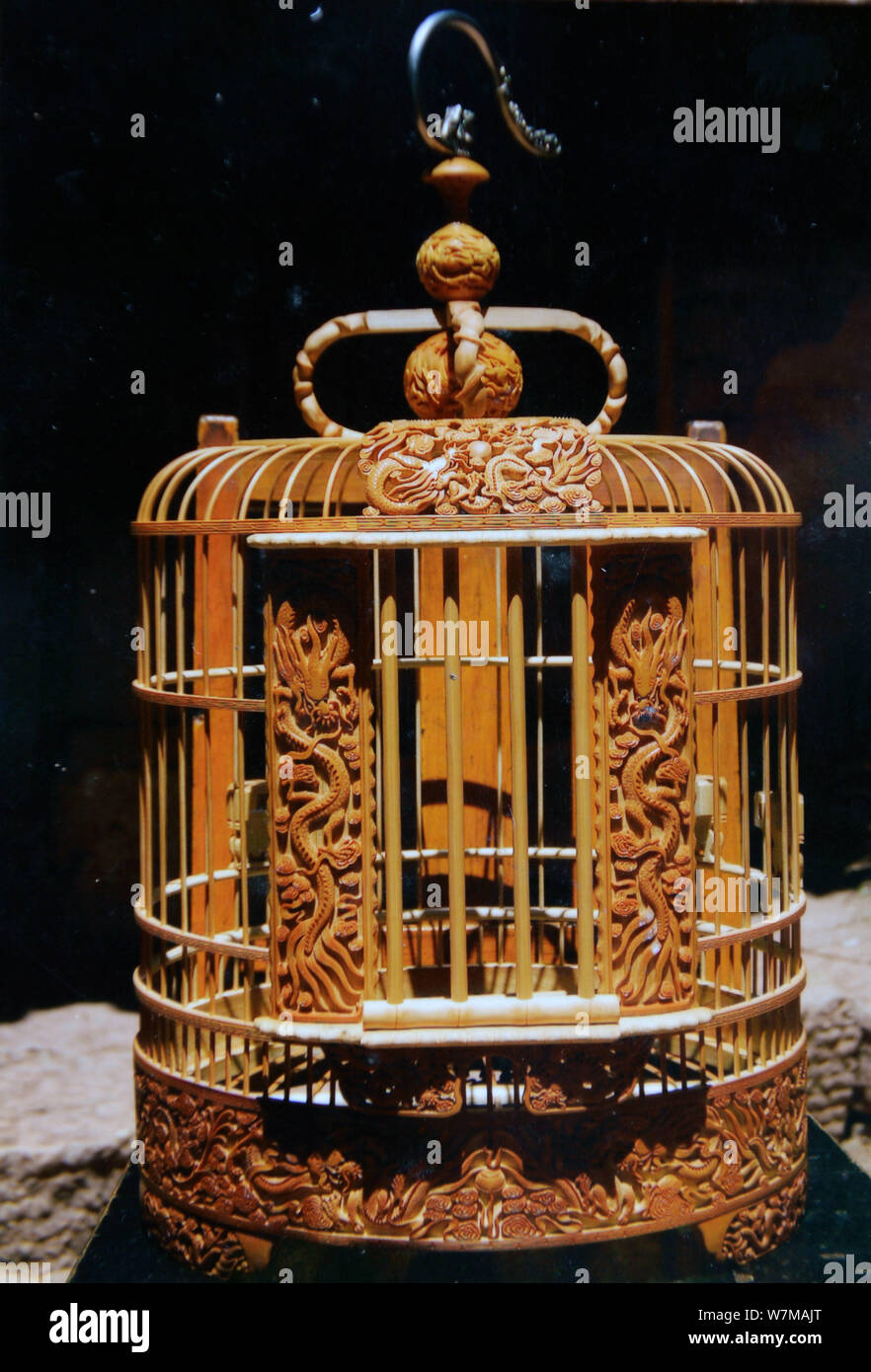 View of a birdcage made by Chinese birdcage making master Yangchun at ...