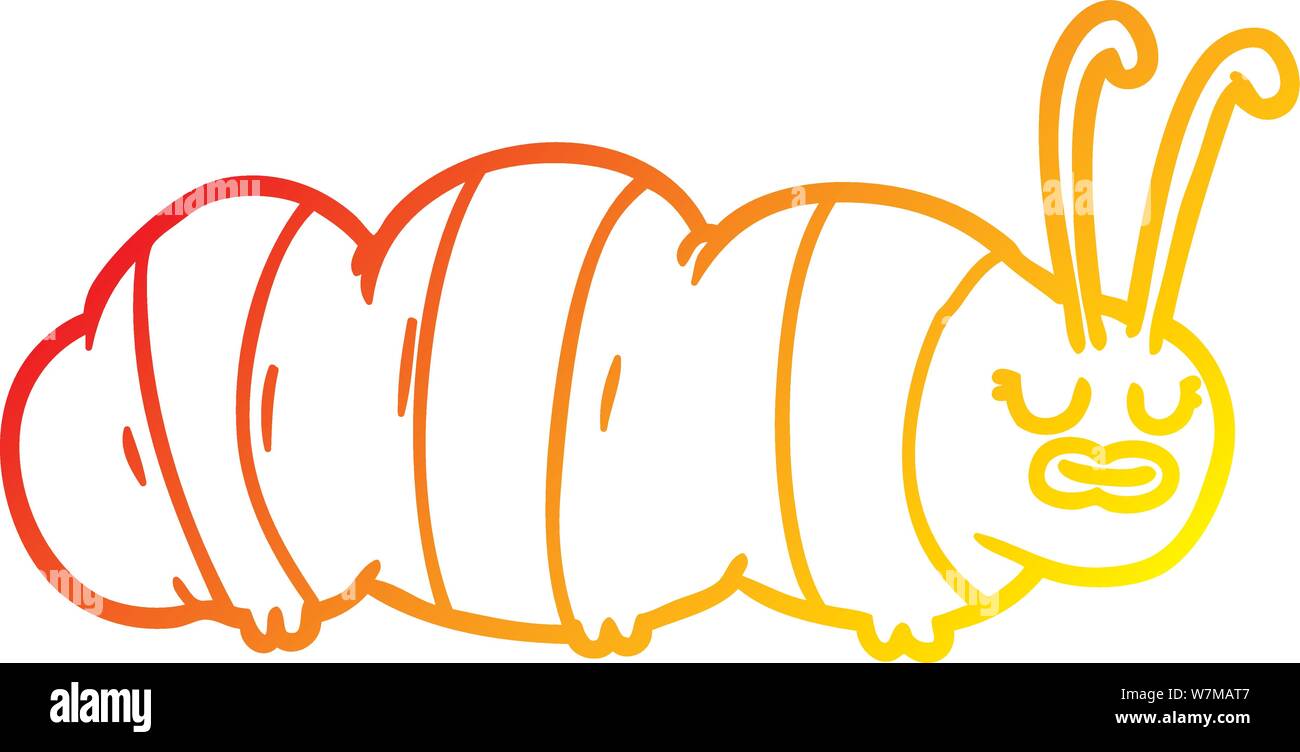 warm gradient line drawing of a funny cartoon bug Stock Vector Image ...