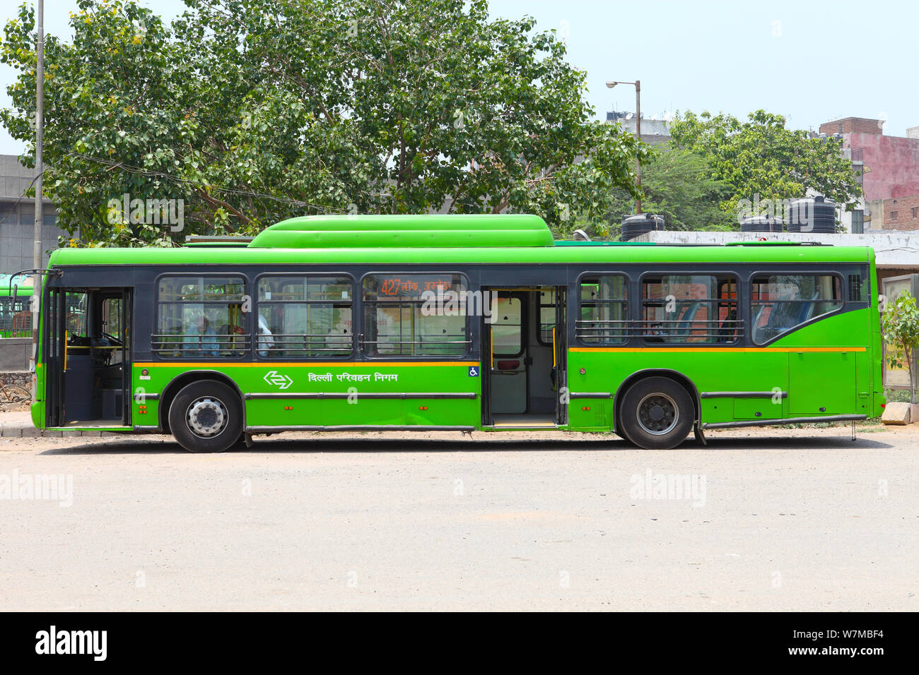 Side profile of a DTC bus, Delhi, India Stock Photo - Alamy