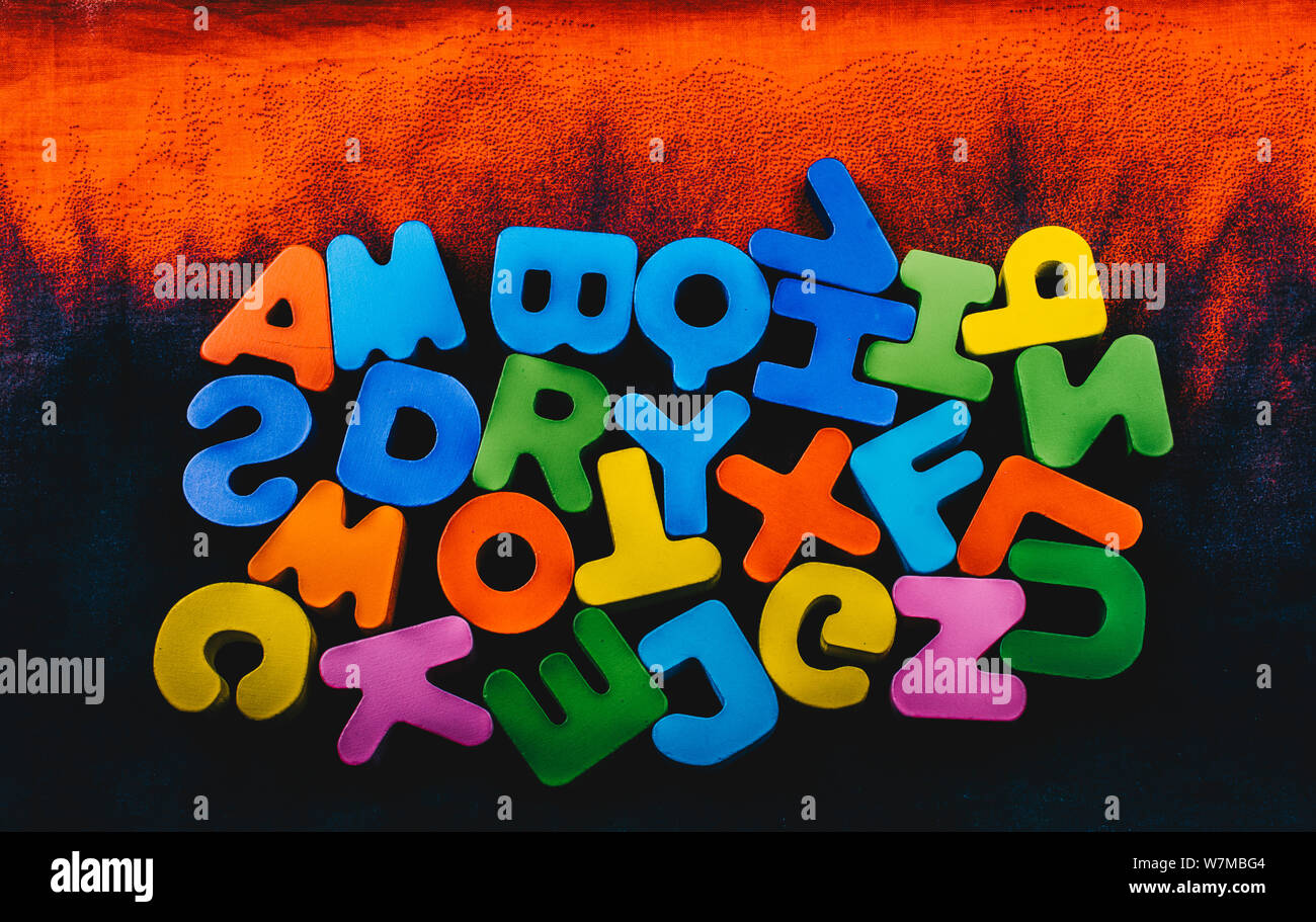 Colorful Letters of Alphabet made of wood Stock Photo - Alamy