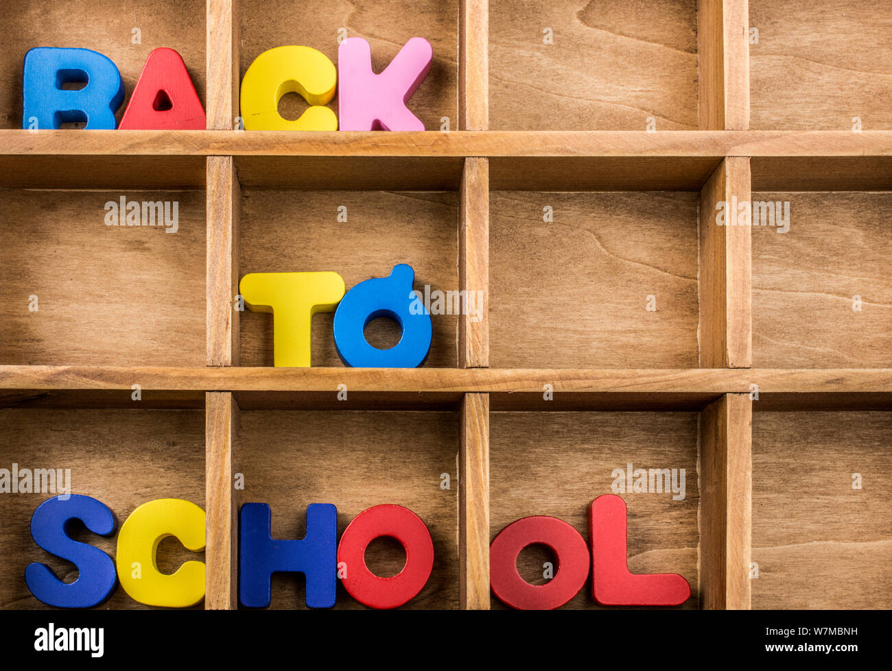 Back to school and Colorful Letters of Alphabet Stock Photo - Alamy