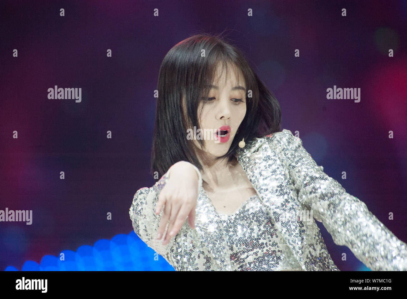 Ju Jingyi of Chinese girl group SNH48 performs during the final of the ...