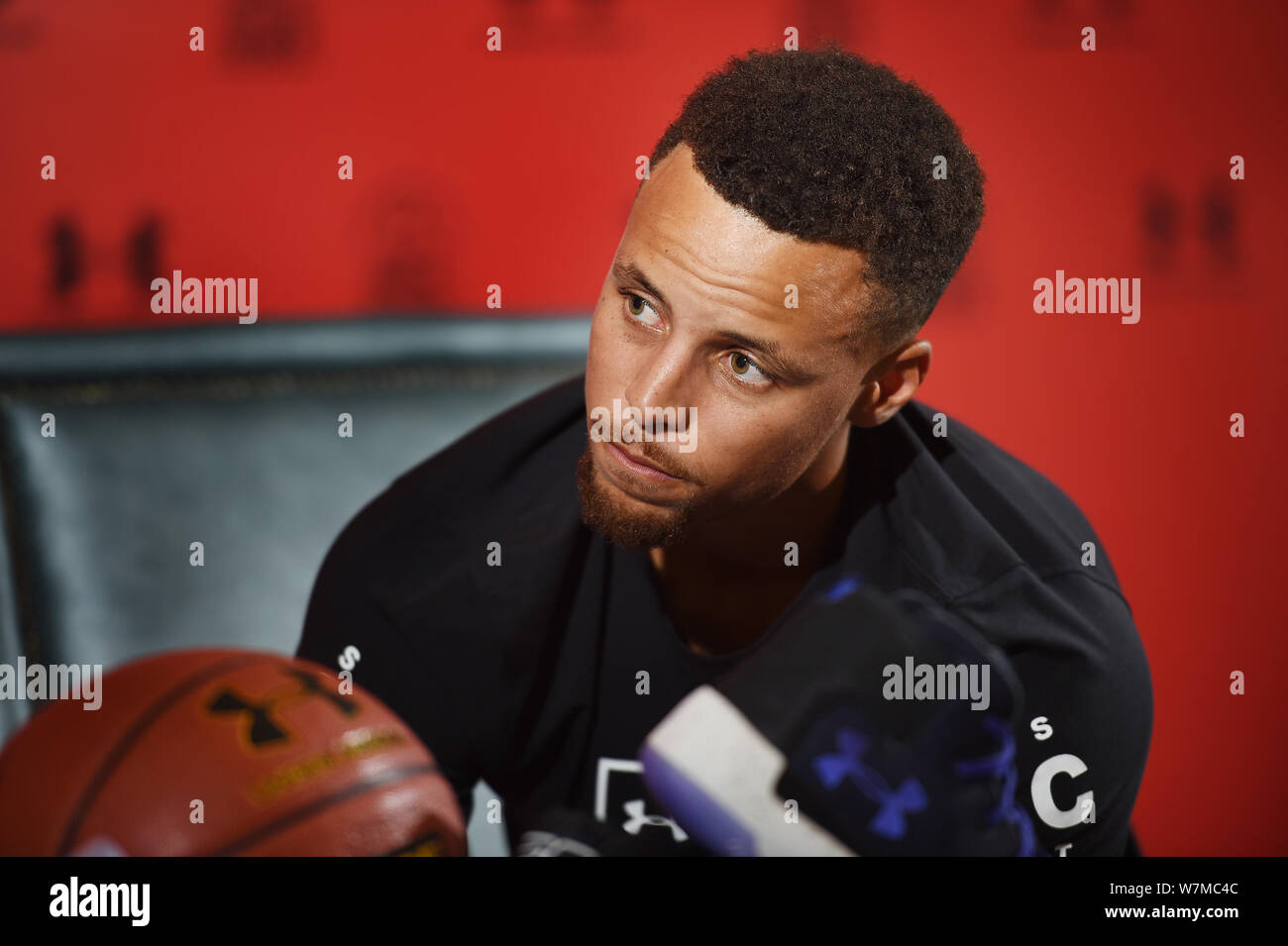 NBA star Stephen Curry of Golden State Warriors attends a fan meeting ...