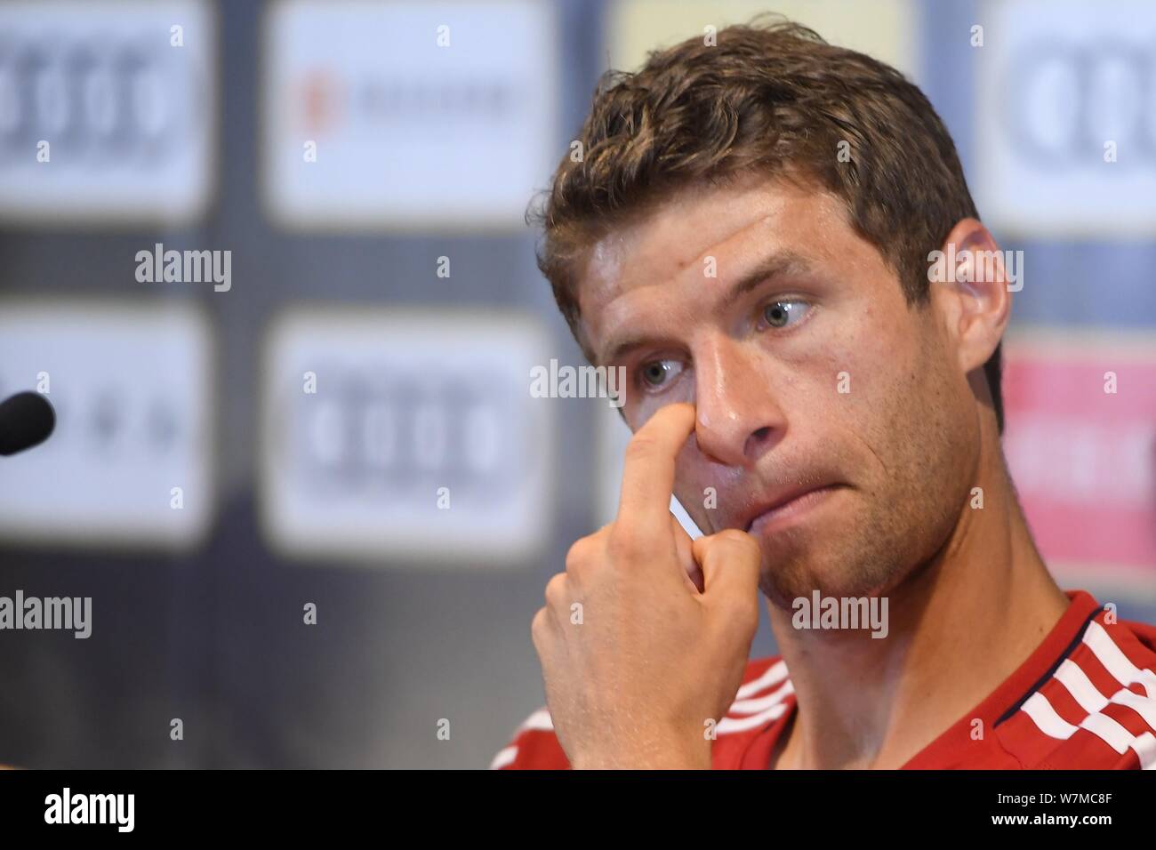German football player Thomas Muller of FC Bayern Munich attends a ...