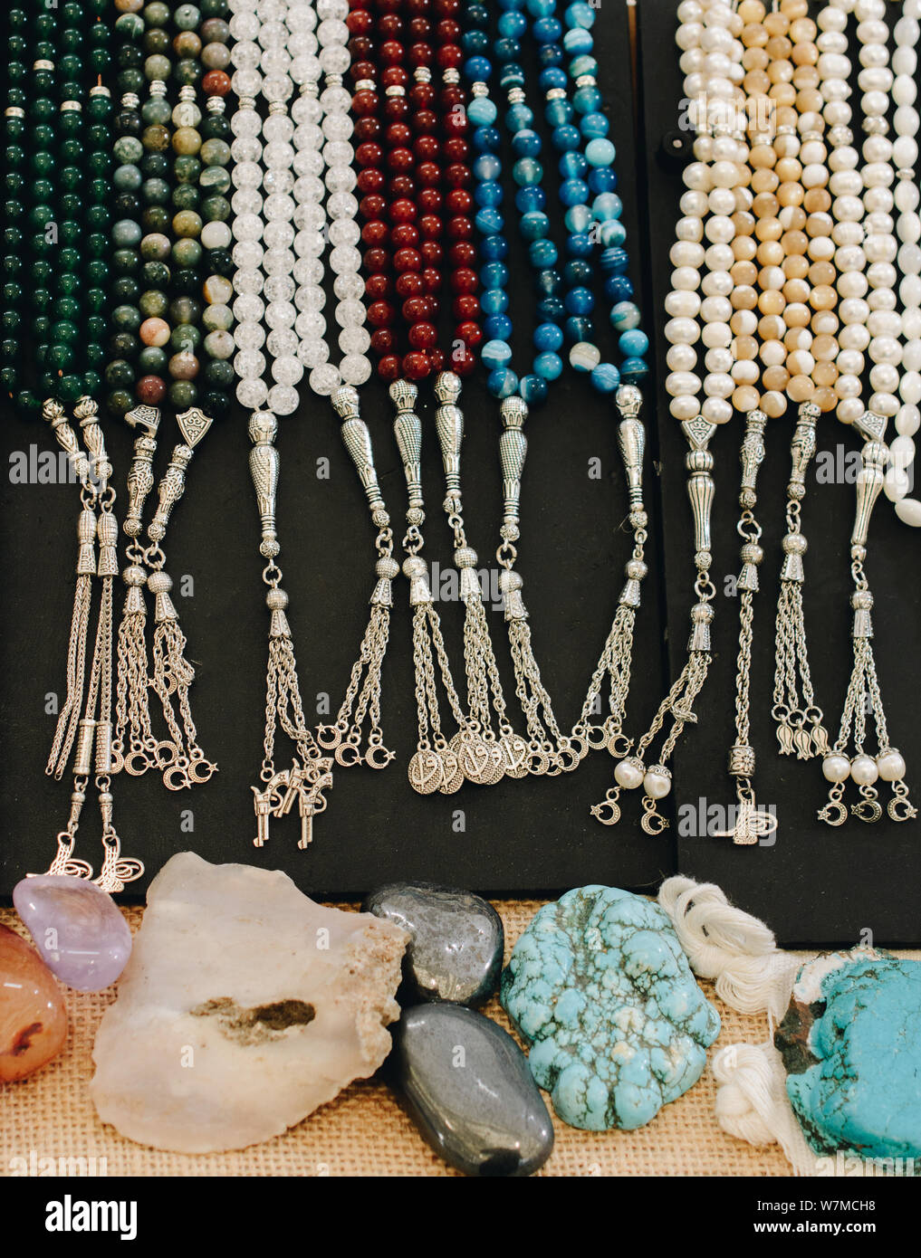 Set of praying beads of various colors and semi precious stones Stock ...