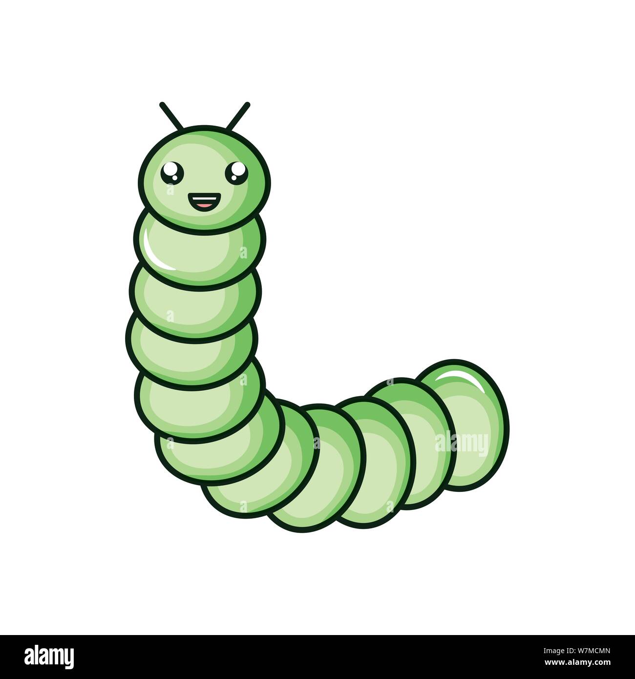 cute little worm kawaii character vector illustration design Stock ...
