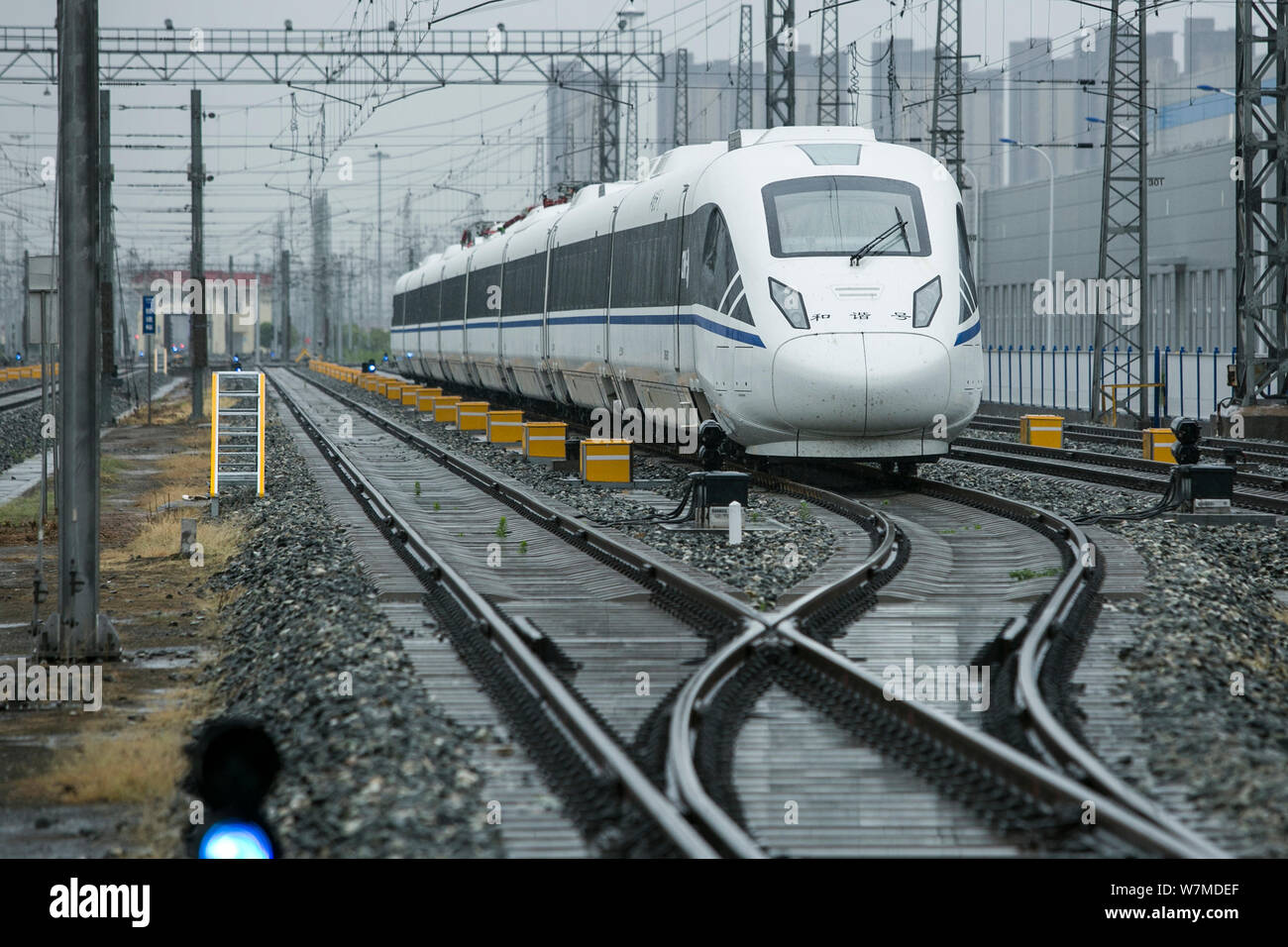 A CRH5G (China Railway High-speed) bullet train is pictured during a ...