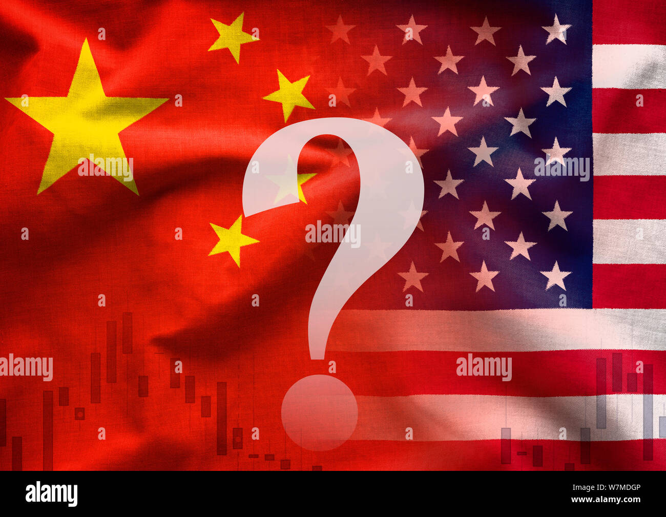 Trade War between China and America conceptual image with a question ... Trade War between China and America conceptual image with a question ...