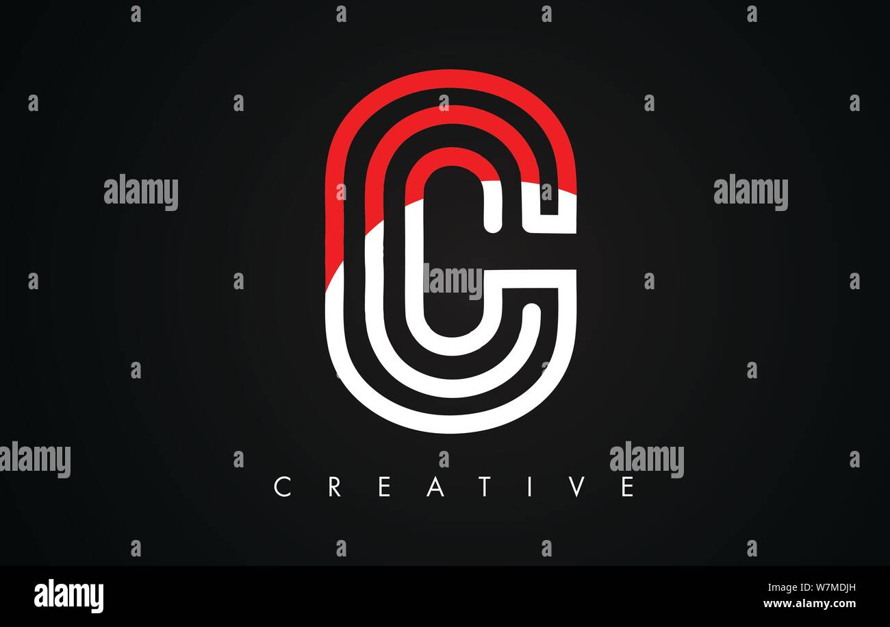 C Red and Black Letter Modern Trendy Design Logo. Letter C Icon Logo ...