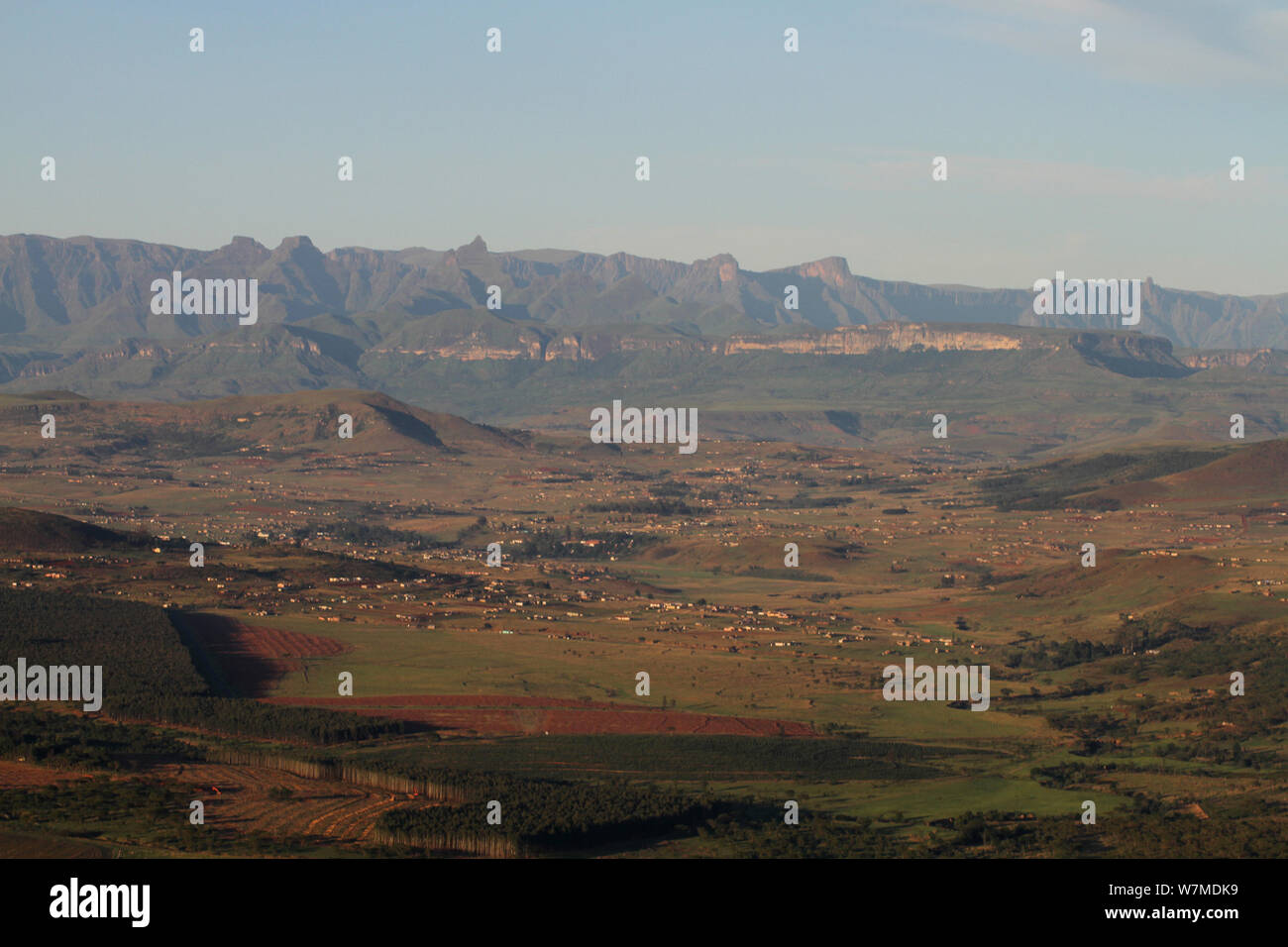 Aerial photo of the Drakensberg mountain range at dusk, South Africa ...