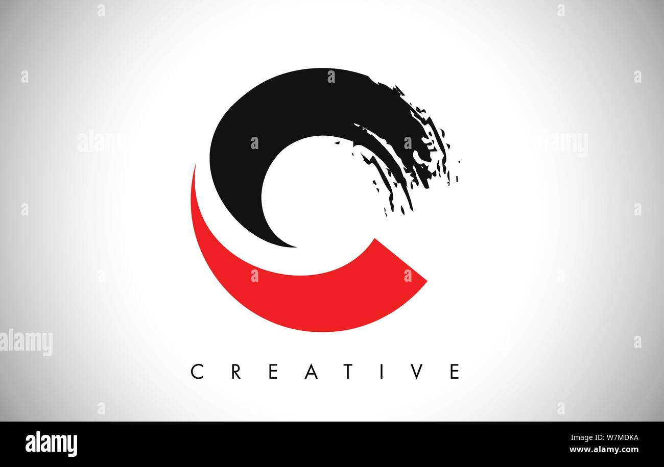 C red black Letter Modern Brush Stroke Trendy Design Logo. Letter C ...