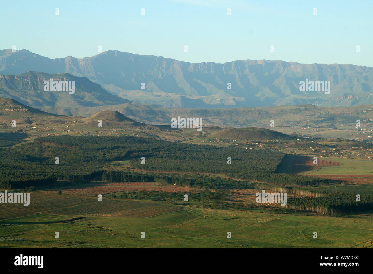 Aerial photo of the Drakensberg mountain range at dusk, South Africa ...