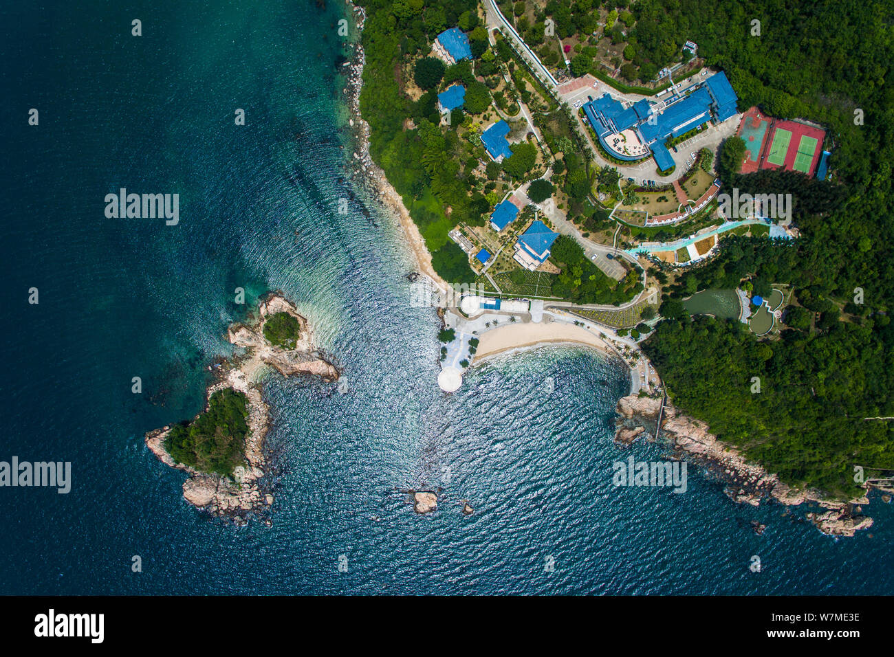 This picture released on 24 July 2017 shows an aerial view of a resort ...