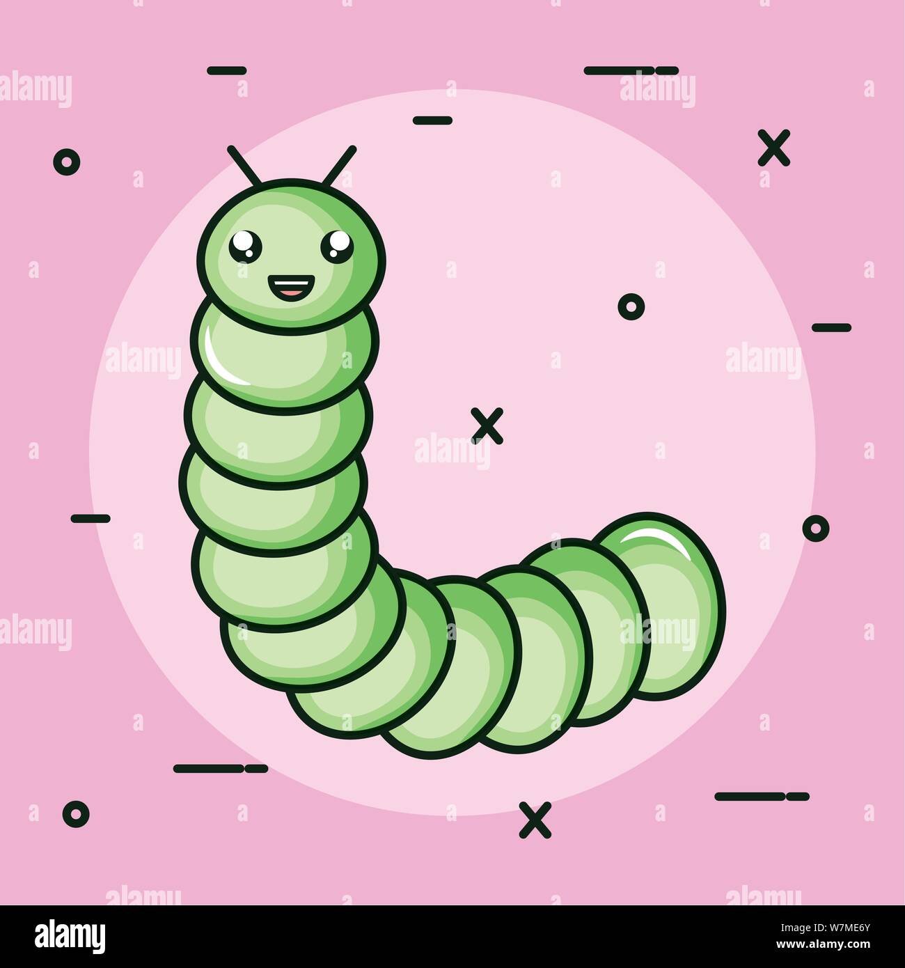 cute little worm kawaii character vector illustration design Stock ...