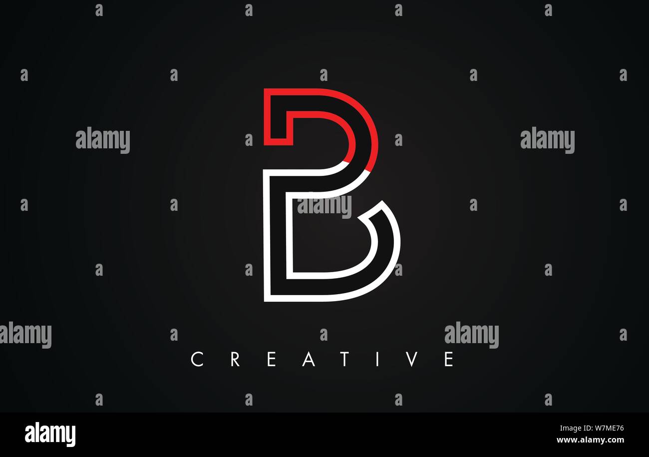 B Red and Black Letter Modern Trendy Design Logo. Letter B Icon Logo ...