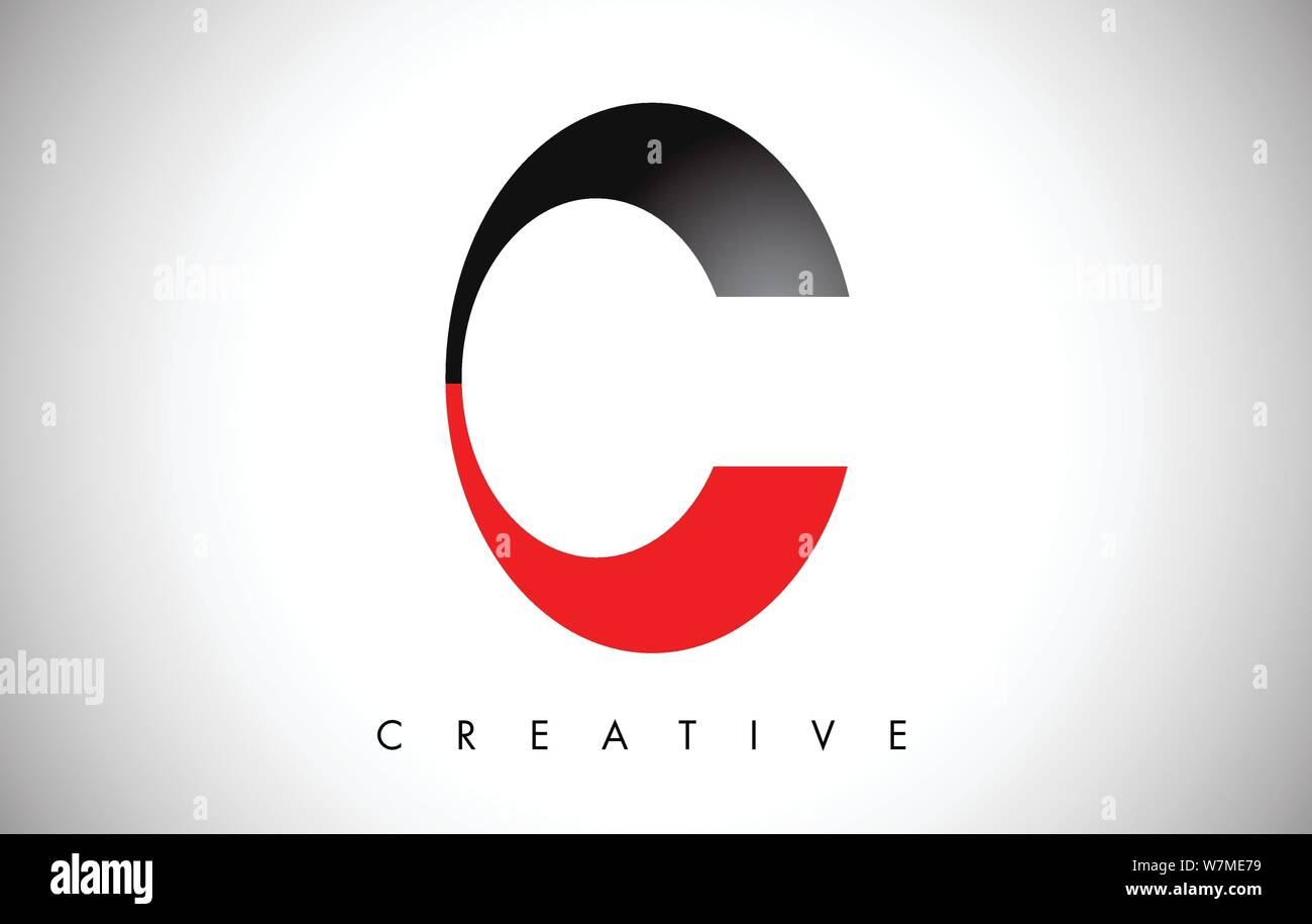C red black Letter Modern Stroke Trendy Design Logo. Letter C Icon Logo ...