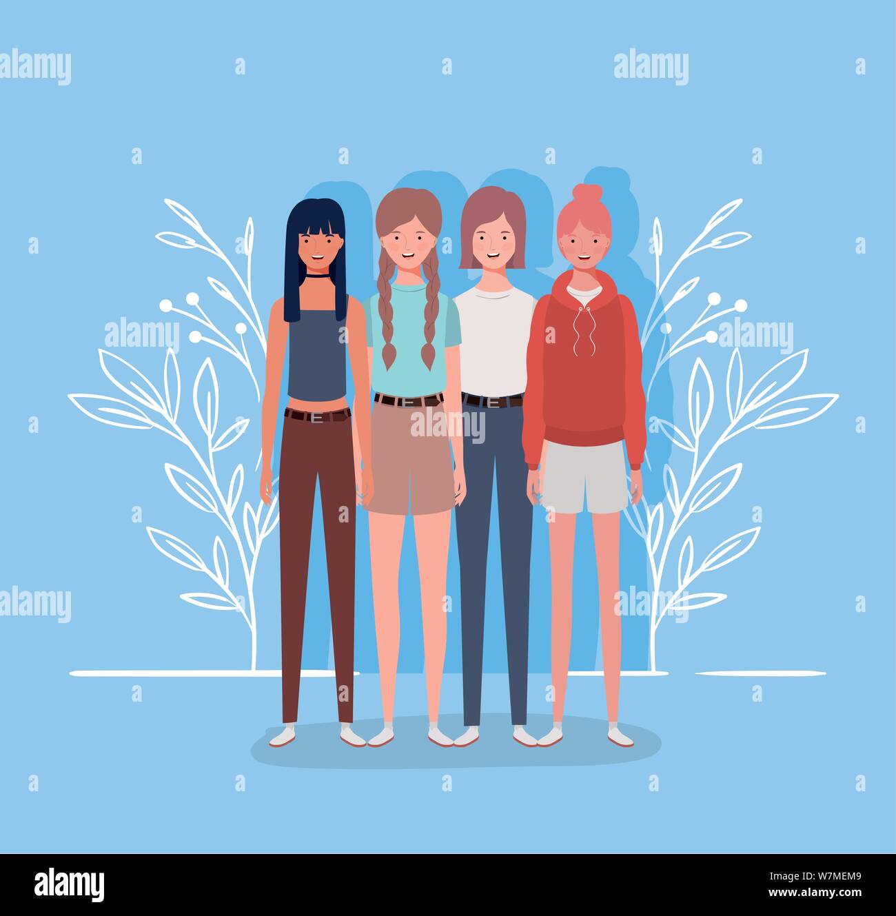 young and beautiful girls group characters Stock Vector Image & Art - Alamy