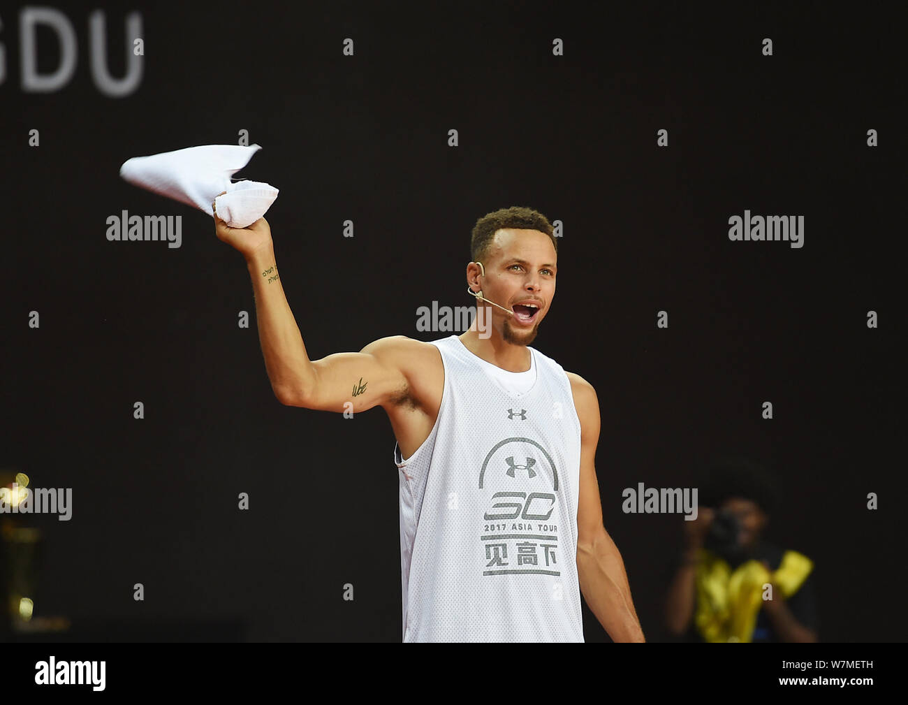 NBA star Stephen Curry of Golden State Warriors attends a fan meeting ...