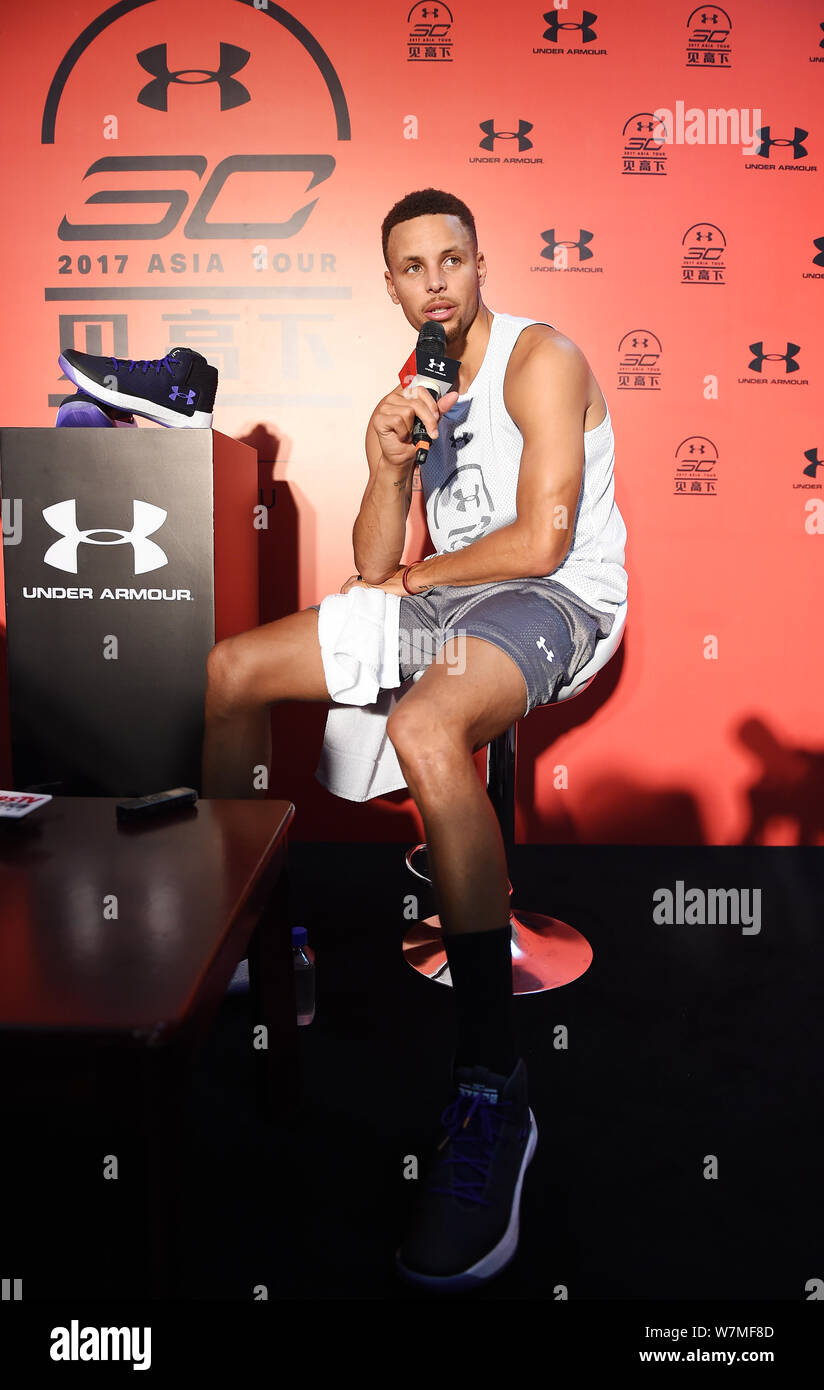 NBA star Stephen Curry of Golden State Warriors attends a fan meeting ...