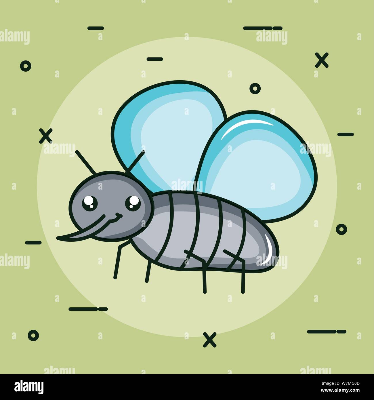 cute fly insect kawaii character vector illustration design Stock ...