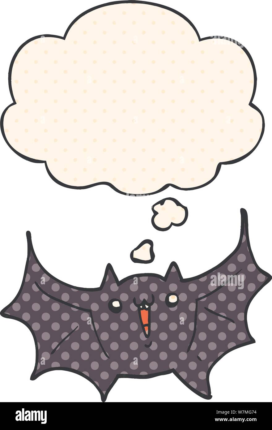 cartoon happy vampire bat with thought bubble in comic book style Stock ...
