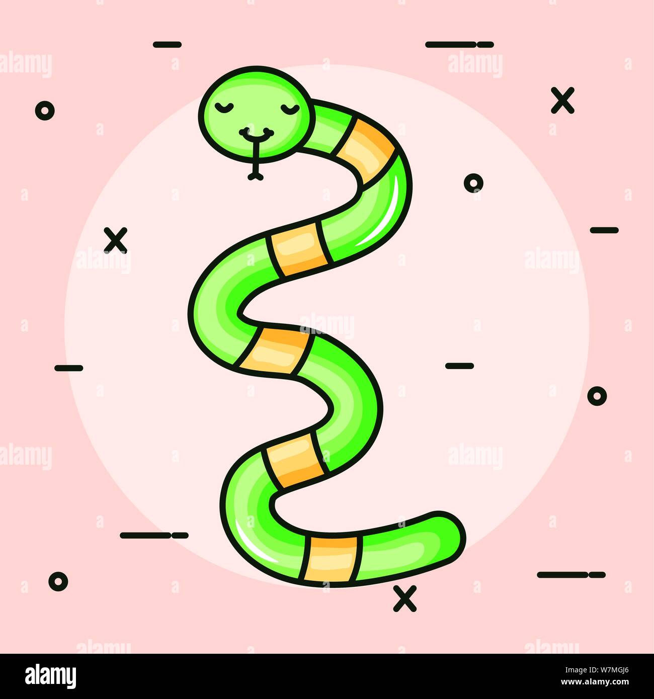 cute little snake kawaii character vector illustration design Stock ...