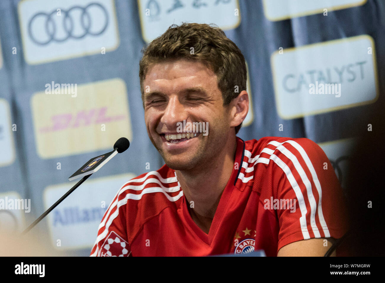 German football player Thomas Muller of FC Bayern Munich attends a ...