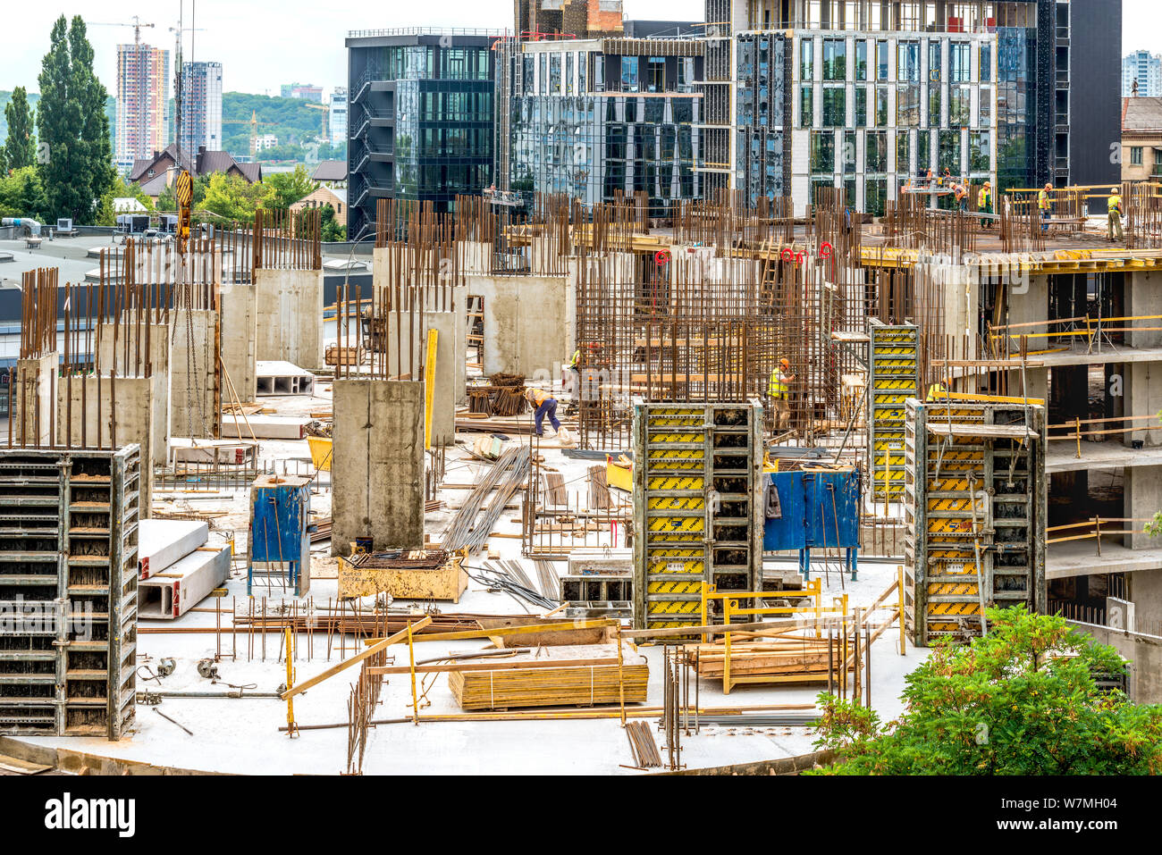 New building under construction and construction site of a residential ...