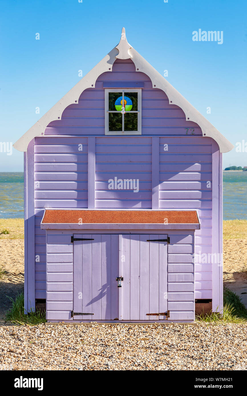 Beach huts in West Mersea on the Sea View Holiday Park, Essex Stock ...