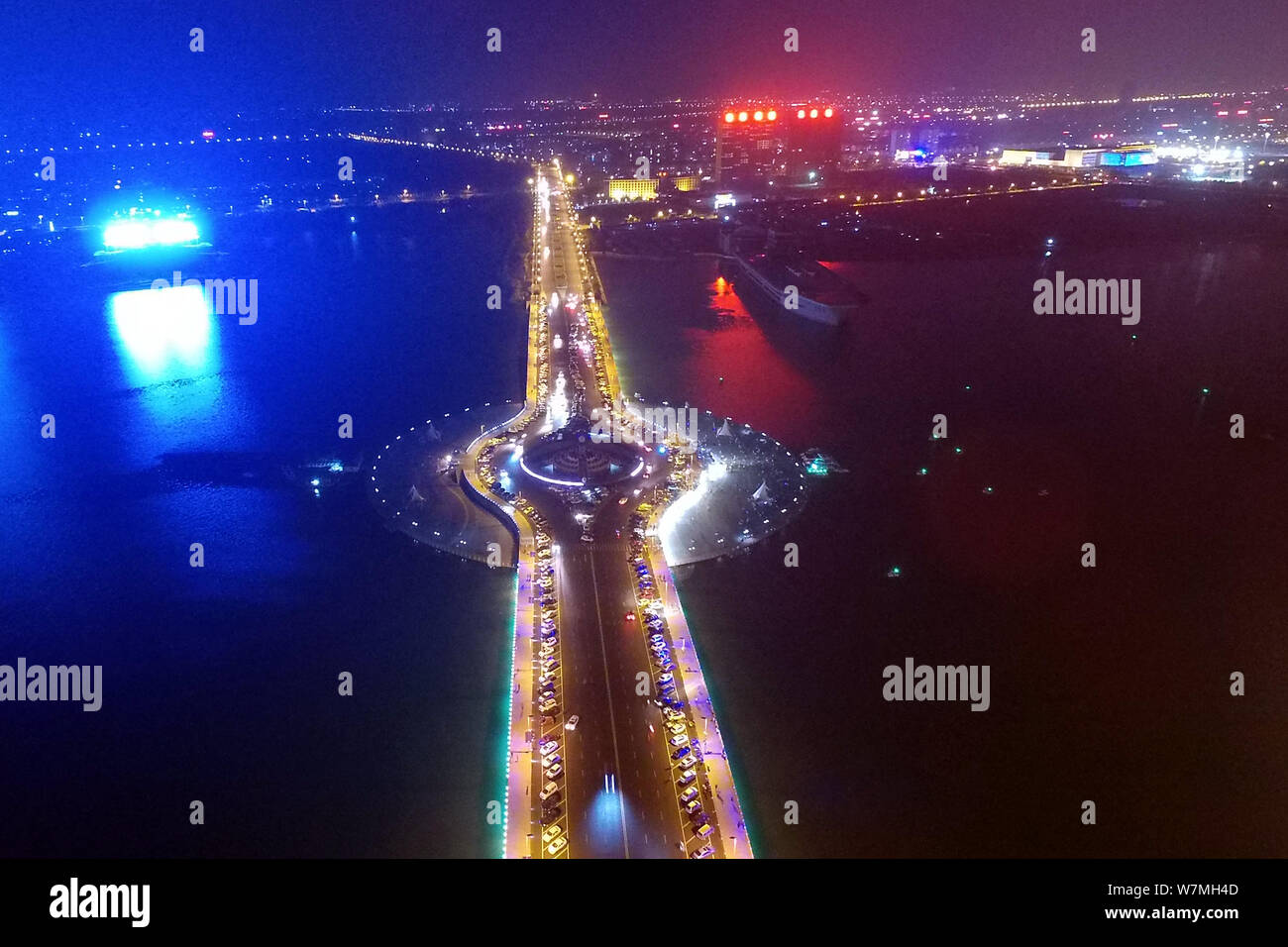 Aerial view of the Tiandi bridge featuring the shape of a watch in a ...