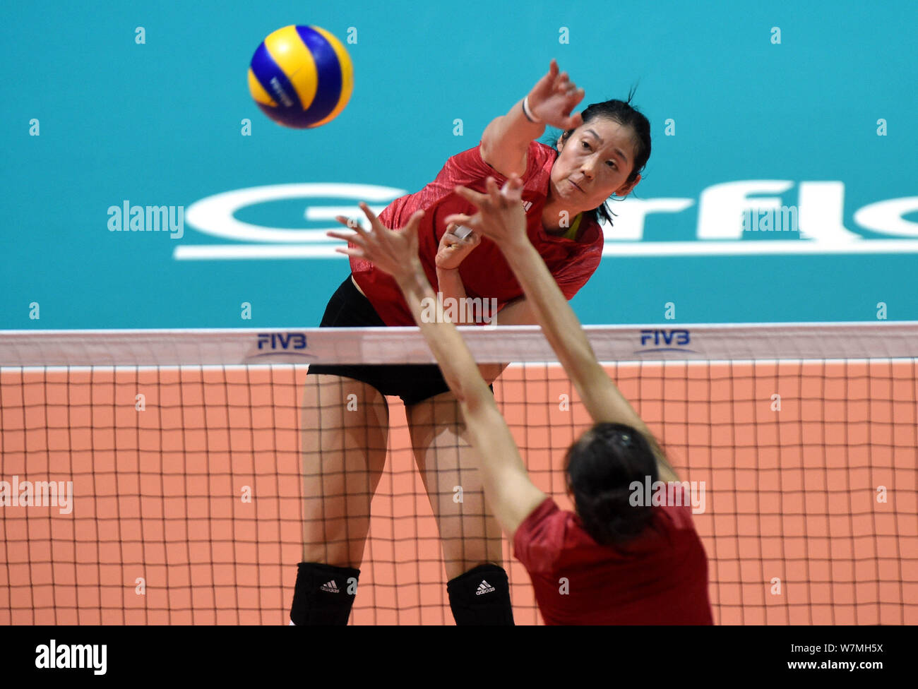 Zhu Ting of China takes part in a training session for the Pool G1-Group 1 match during the FIVB ...