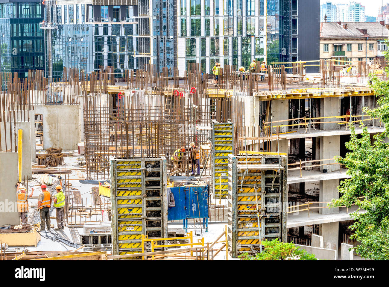 New building under construction and construction site of a residential ...